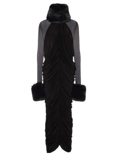 Magda Butrym Faux Fur Trimmed Maxi Dress - Black