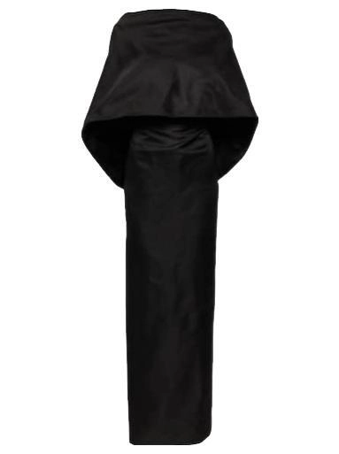 Attico Cape Effect Midi Dress - Black