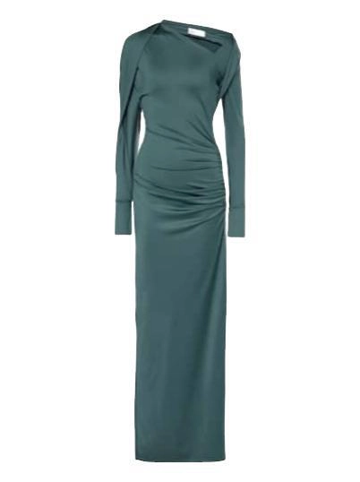 Victoria Beckham Ruched Asymmetric Gown - Blue