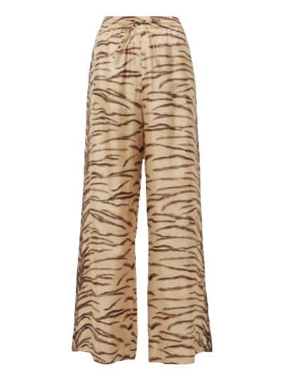 Stella McCartney Printed Silk Wide-leg Pants - Nude