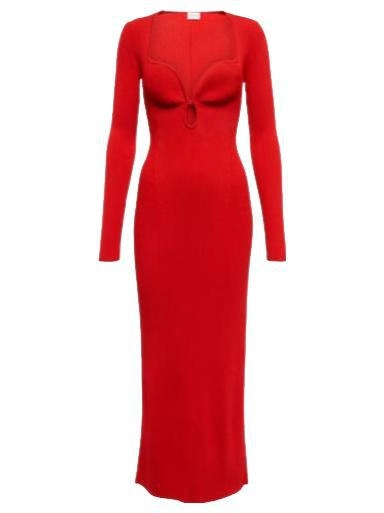 Magda Butrym Cutout Ribbed-knit Midi Dress - Red