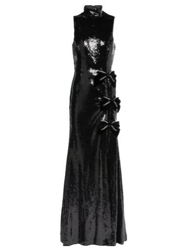 Rebecca Vallance Sequined High Neck Gown With Bow Detail - Black