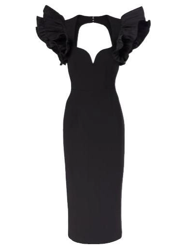Rebecca Vallance Ella Puff Sleeve Midi Dress - Black