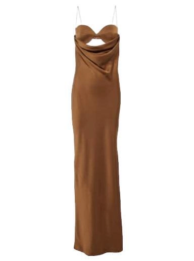 Alex Perry Cutout Draped Satin Crêpe Gown - Brown
