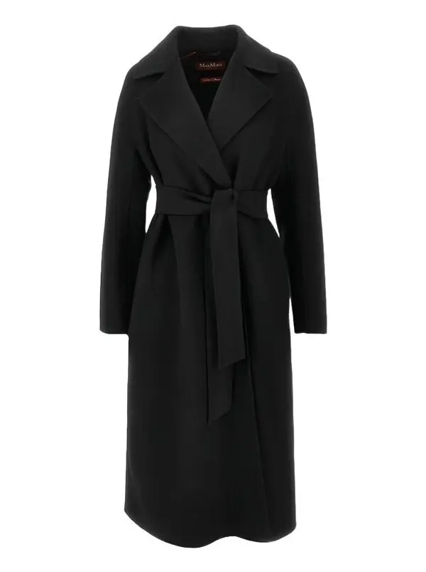 Max Mara Long Sleeved Belted Coat - Black