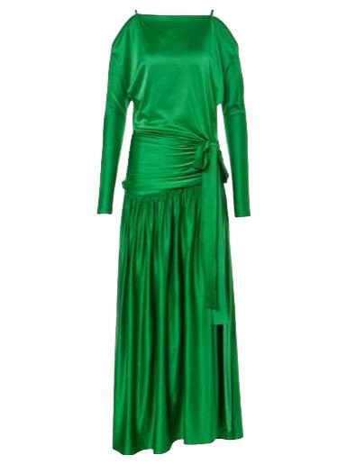 Rabanne Gathered Satin Gown - Green