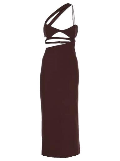 NENSI DOJAKA Asymmetrical Cut-out Midi Dress - Black