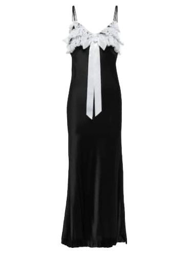 RODARTE Lace-trimmed Silk Maxi Dress - Black