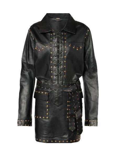 Dodo Bar Or Studded Leather Mini Dress - Black