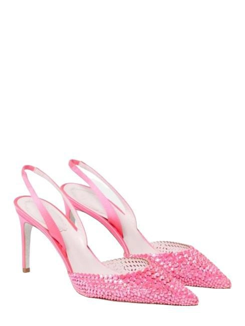 Rene Caovilla Embellished Satin Slingback Sandals - Pink