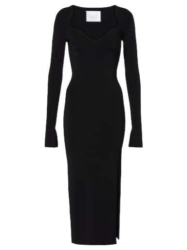 Galvan Kaia Midi Dress With Long Sleeves And Slits - Black