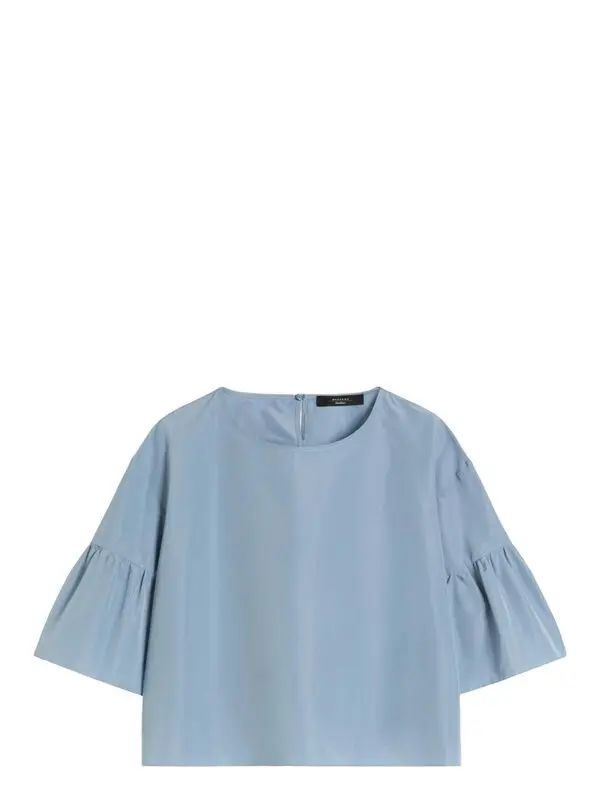 Max Mara Short Sleeve Round Neck Top - Light Blue