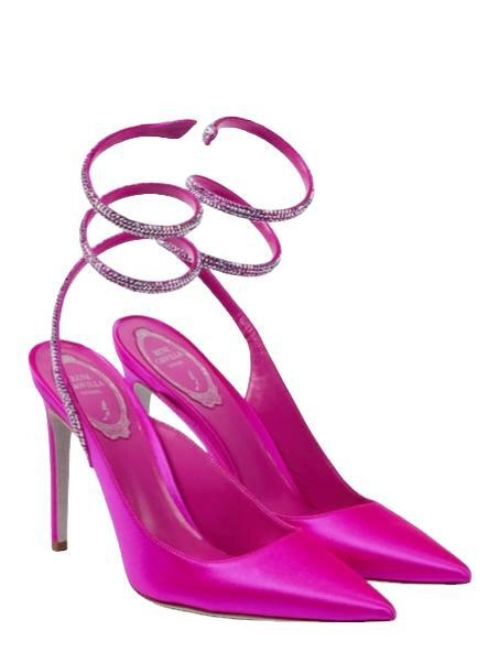 Rene Caovilla Cleo Embellished Satin Pumps - Pink