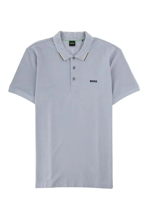 Hugo Boss Monogram-pattern Polo Shirt - Dark Gray