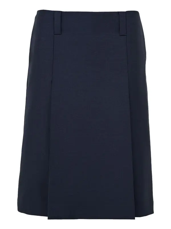 Miu Miu Logo Embroidered Midi Skirt - Black