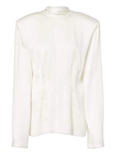 Stella McCartney Satin Long Sleeve Top With Self-tie Back - White