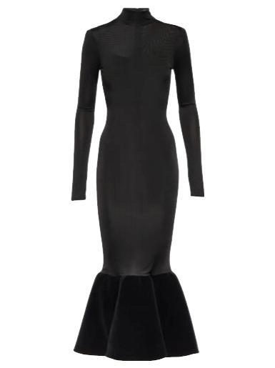 David Koma High Neck Flounced Jersey Midi Dress - Black