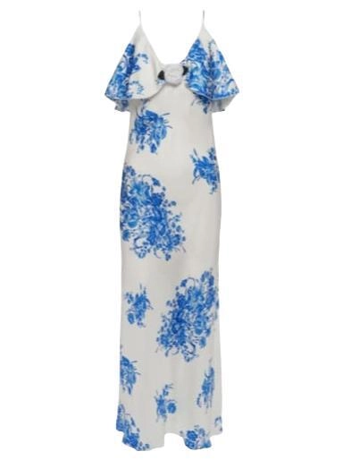RODARTE Floral Silk Slip Dress - White