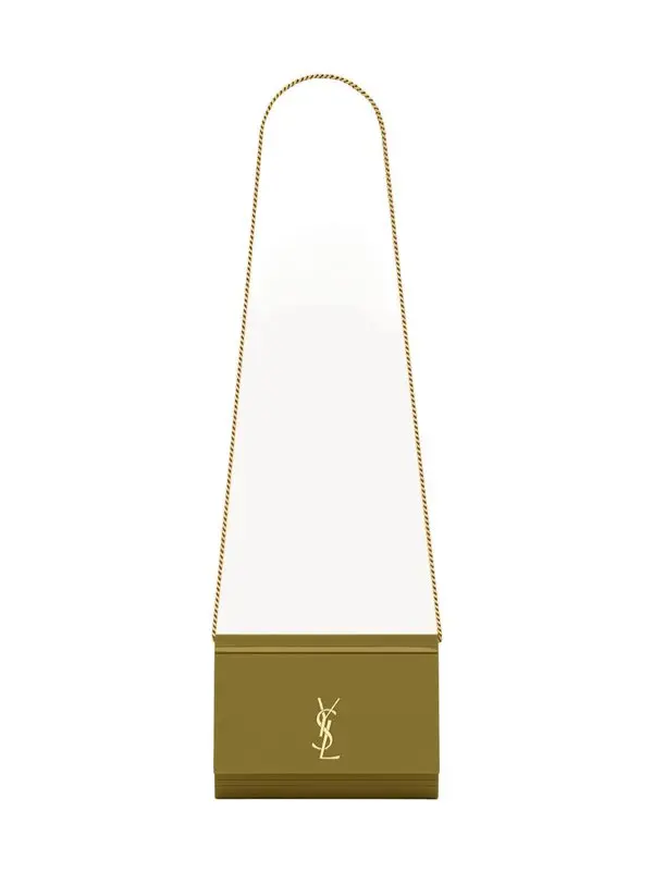 Saint Laurent Vicky Minaudière In Plexiglas With Chain Strap - Khaki