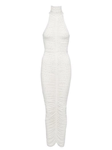 Alex Perry Crystal-embellished Ruched Maxi Dress - White