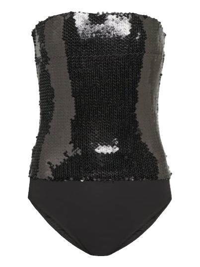 Alexandre Vauthier Sequin Embellished Strapless Bodysuit - Black