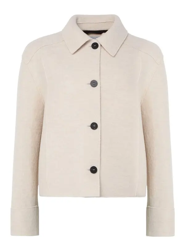 Harris Wharf London Long Sleeve Casual Jacket With Lapel Collar - Beige