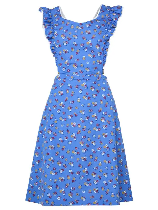 Miu Miu Floral Print Ruffled Dress - Blue