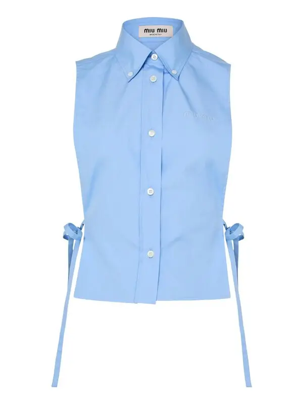 Miu Miu Logo Sleeveless Shirt - Blue