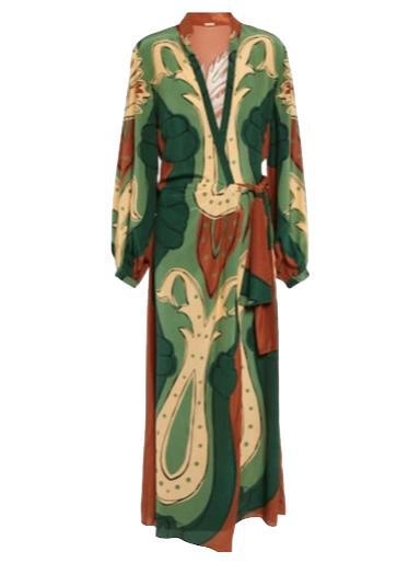 Johanna Ortiz Printed Maxi Wrap Dress - Green