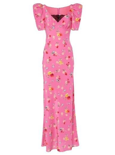 RODARTE Lace-trimmed Silk Maxi Dress - Pink