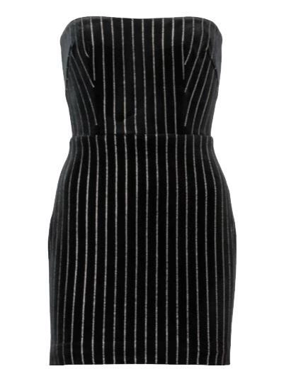 Alex Perry Embellished Strapless Striped Minidress - Black