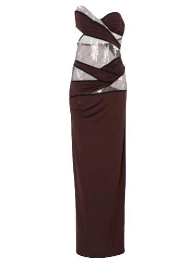 NENSI DOJAKA Sequined Draped Gown - Red