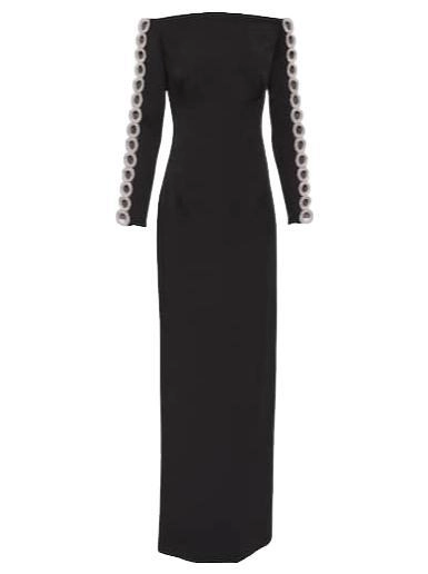 SAFIYAA LONDON Maimie Crystal-embellished Crepe Gown - Black
