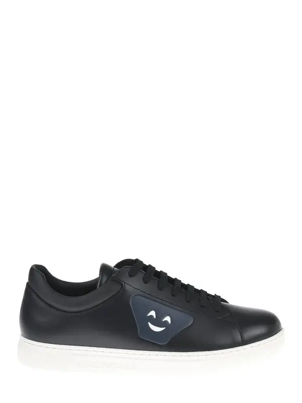 Emporio Armani Round Toe Lace-up Sneakers - Black