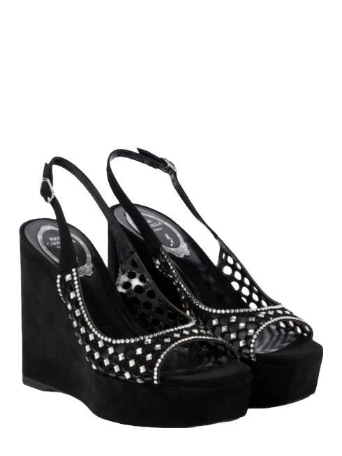 Rene Caovilla Embellished Suede Platform Sandals - Black