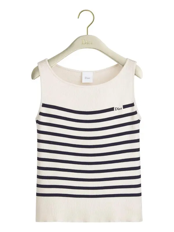 Dior Marinière Sleeveless Sweater - White