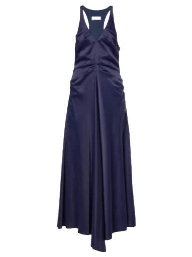 Victoria Beckham Gathered Satin Maxi Dress - Black