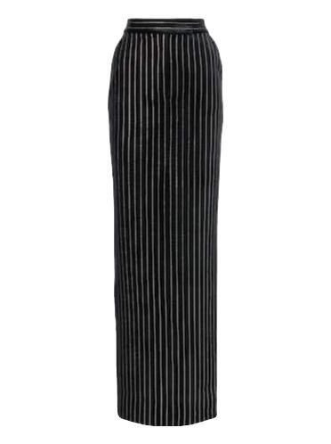 Alex Perry Embellished Pinstripe Velvet Maxi Skirt - Black