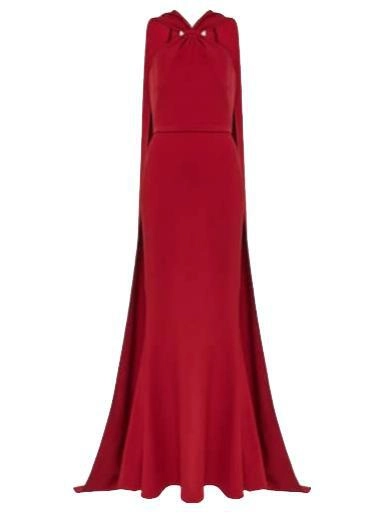 SAFIYAA LONDON Cape Effect Halterneck Gown - Red