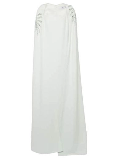 SAFIYAA LONDON Mattia Embellished Cape Gown - White