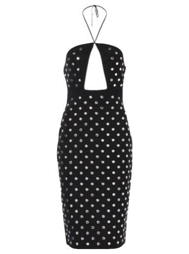 Stella McCartney Studded Cutout Halterneck Midi Dress - Black