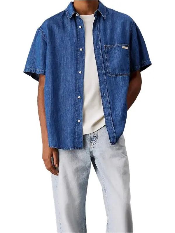 Calvin Klein Denim Short Sleeve Shirt - Denim Blue (medium)