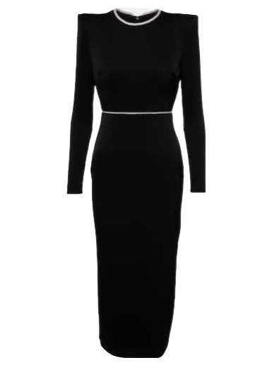 Alex Perry Crystal-embellished Satin Midi Dress - Black