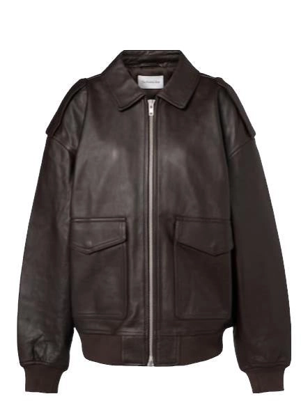 THE FRANKIE SHOP Viper Leather Bomber Jacket - Brown