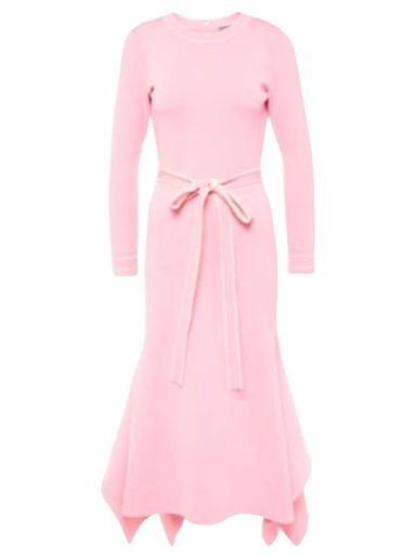 Monique Lhuillier Belted Knitted Midi Dress - Pink