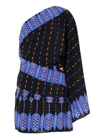 Johanna Ortiz Printed One-shoulder Silk Minidress - Black