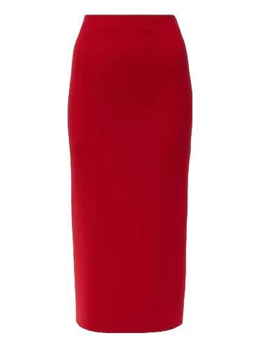Alessandra Rich Wool Midi Skirt - Red