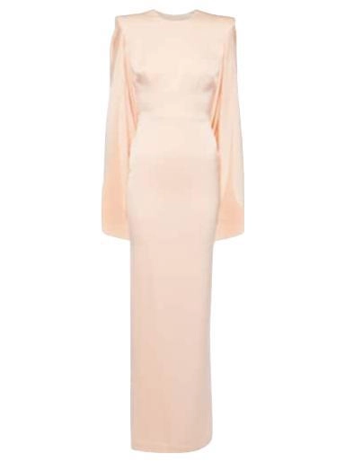 Alex Perry Caped Crepe Satin Gown - Nude