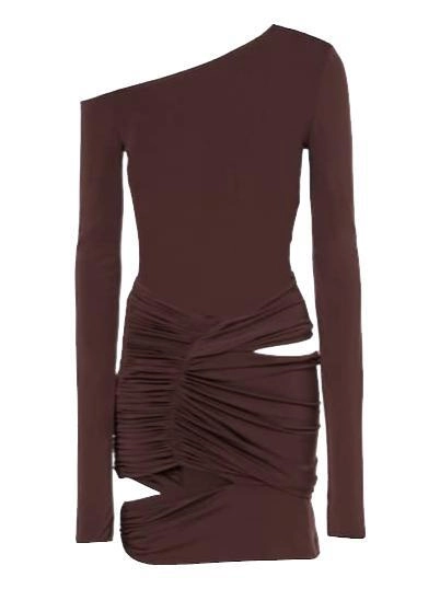 NENSI DOJAKA Asymmetrical Cut-out Mini Dress - Red