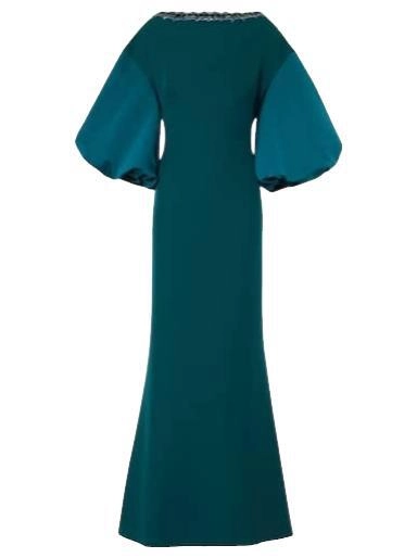 SAFIYAA LONDON Embellished Gown With Puffy Sleeves - Green